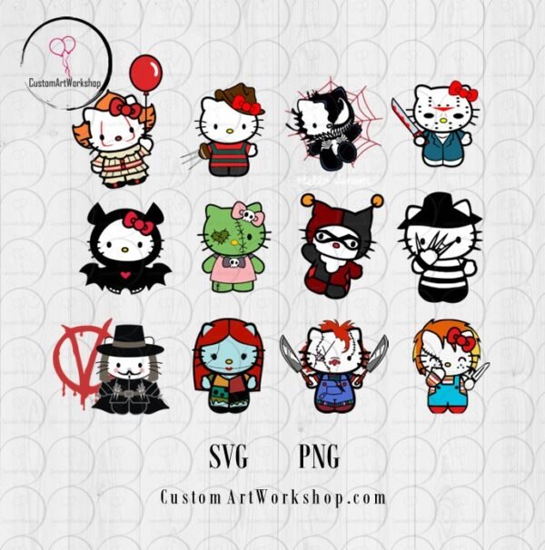 Hello Kitty Horror Villains Instant Download - Custom Art Workshop