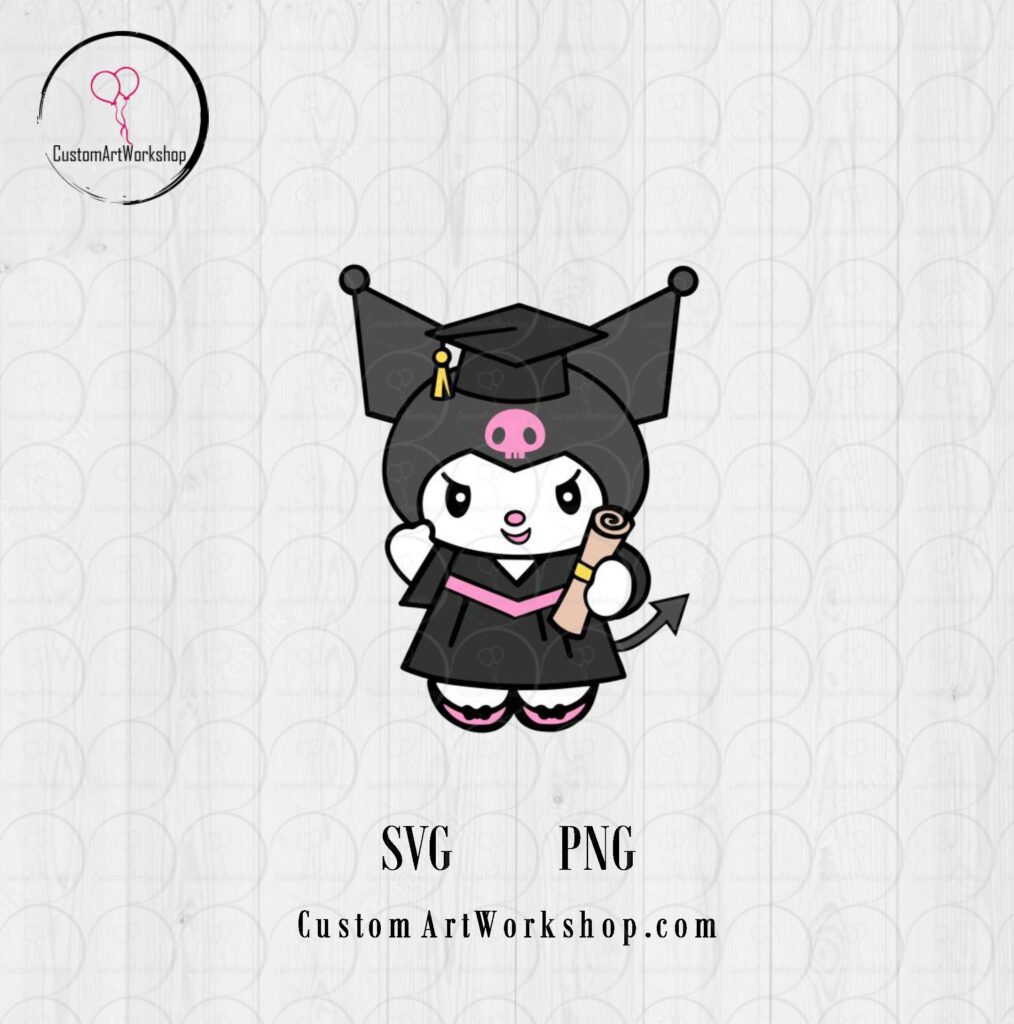 Kuromi Graduation Animated Digital File Instant Download - Custom Art ...