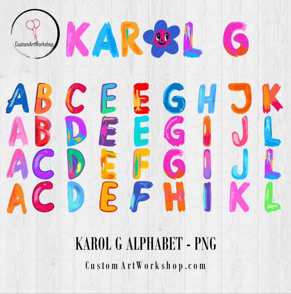 Karol G Alphabet and Numbers Clipart Instant Download - Custom Art Workshop