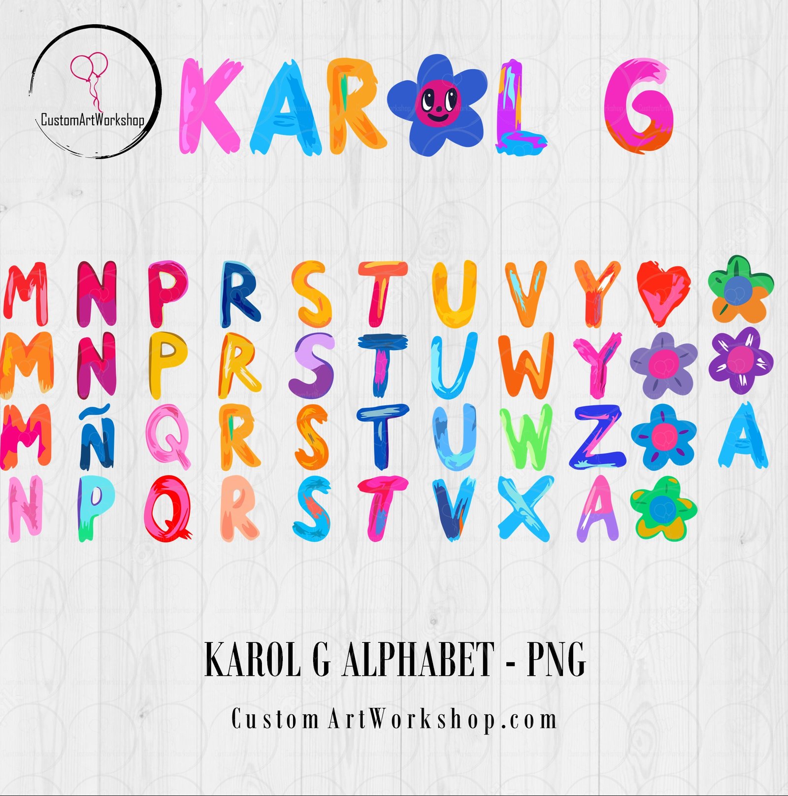 Karol G Alphabet and Numbers Clipart Instant Download - Custom Art Workshop