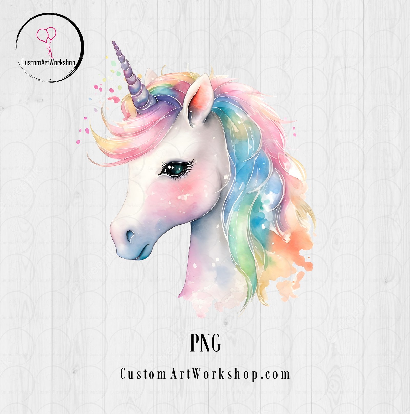 Rainbow Unicorn Digital File Instant Download - Custom Art Workshop